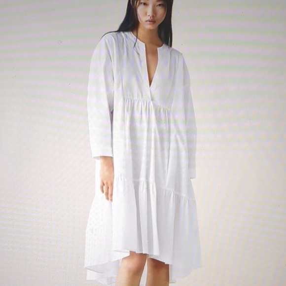 Zara | Dresses | Zara White Cotton Poplin Midi Dress | Poshmark